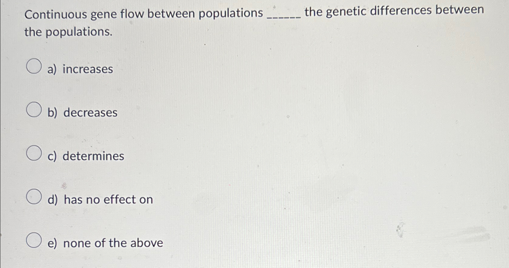 Solved Continuous gene flow between populations the genetic | Chegg.com