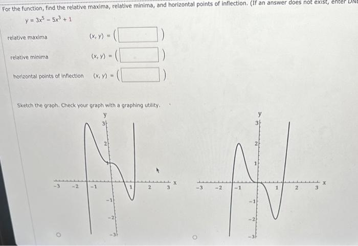 Solved for the function, find the relative maxima, relative | Chegg.com Solved for the function, find the relative maxima, relative | Chegg.com