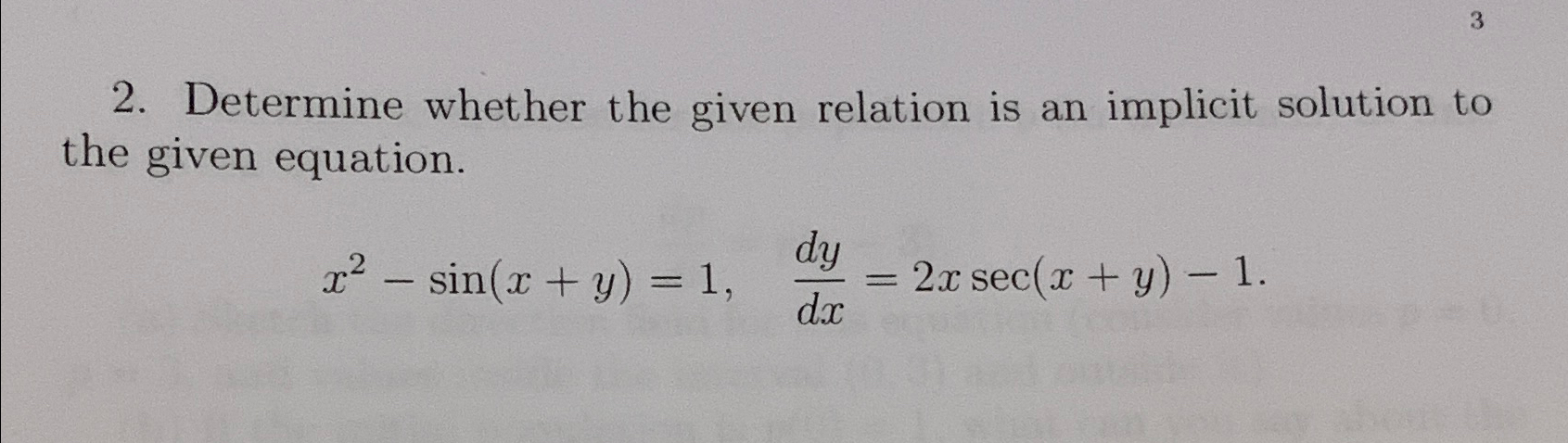 Solved Determine whether the given relation is an implicit | Chegg.com