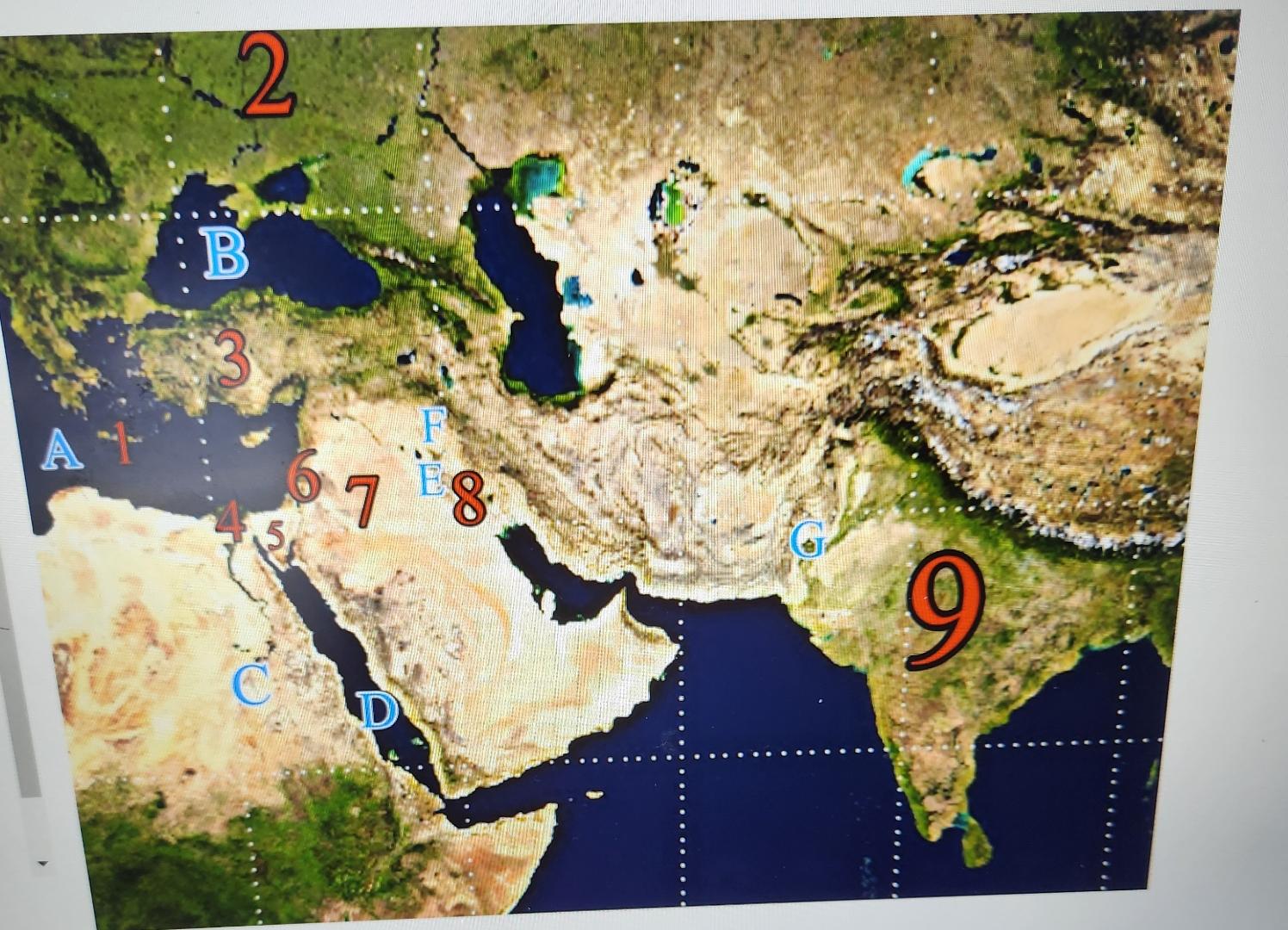 name the numbers and letters off the map | Chegg.com
