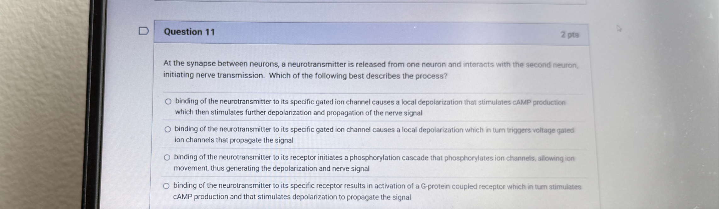Solved Question 112 ﻿ptsAt the synapse between neurons, a | Chegg.com