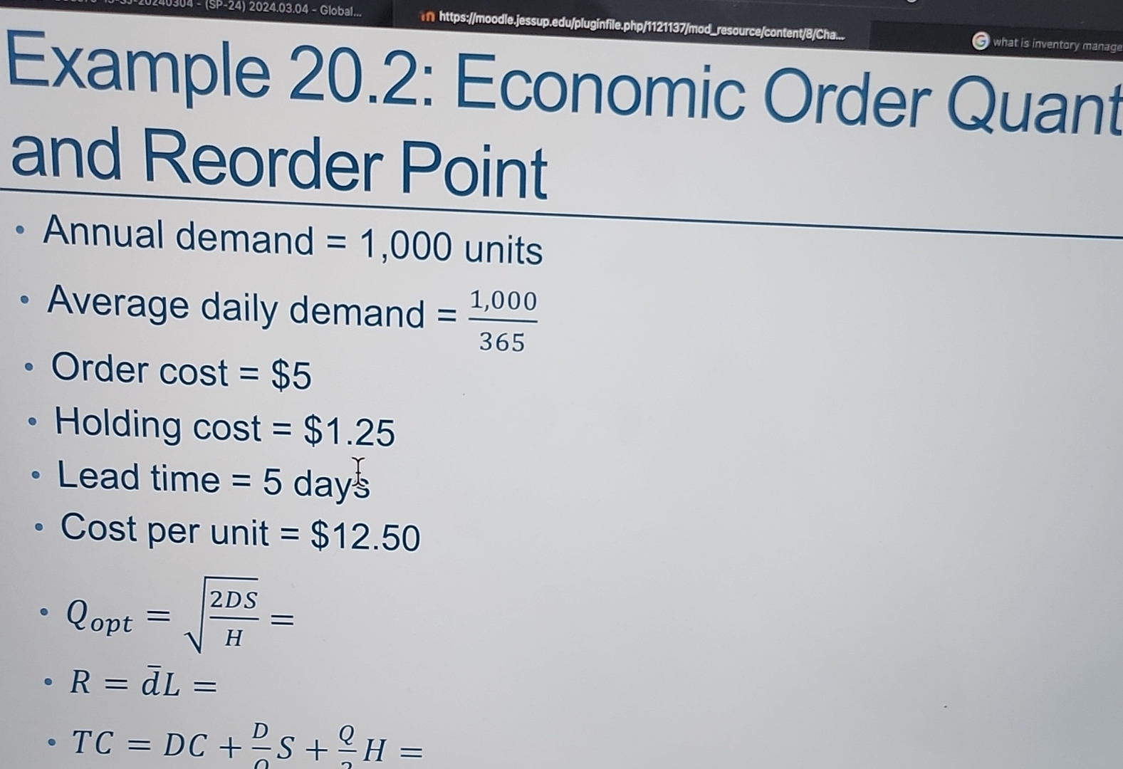 Solved and Reorder PointAnnual demand =1,000 ﻿unitsAverage | Chegg.com