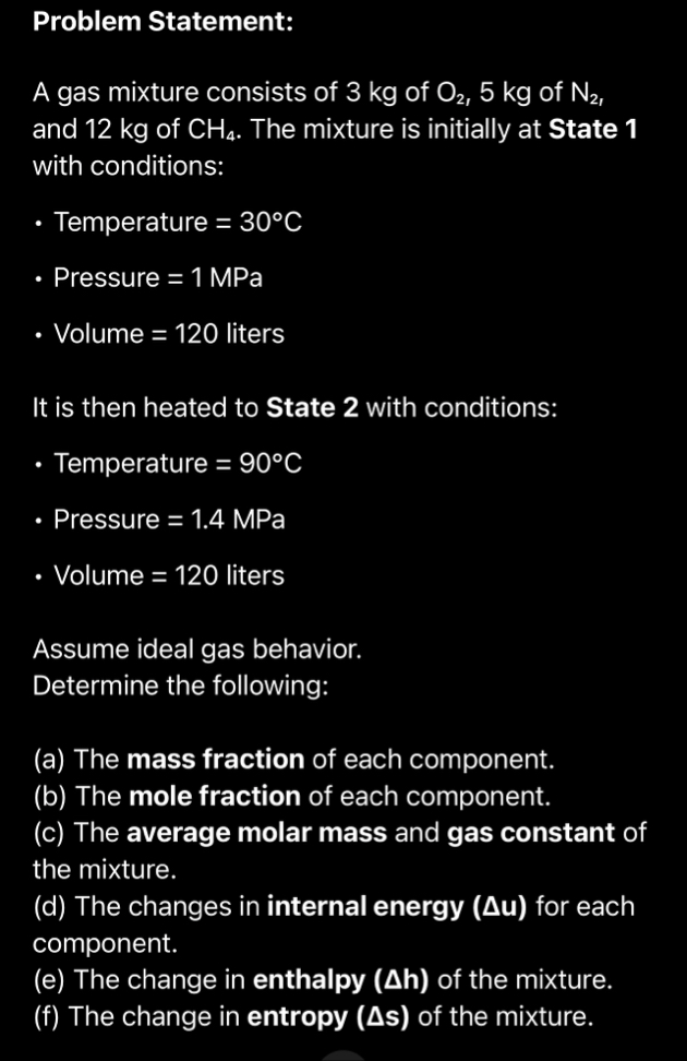 Solved Problem Statement:A gas mixture consists of 3 ﻿kg of | Chegg.com