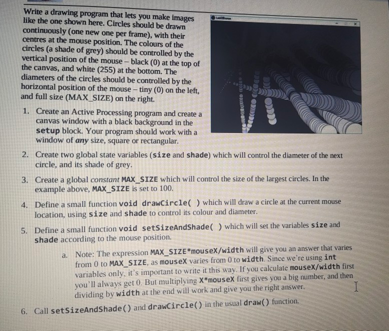 Solved: Write The Program In Processing Of Java. Write A D... | Chegg.com