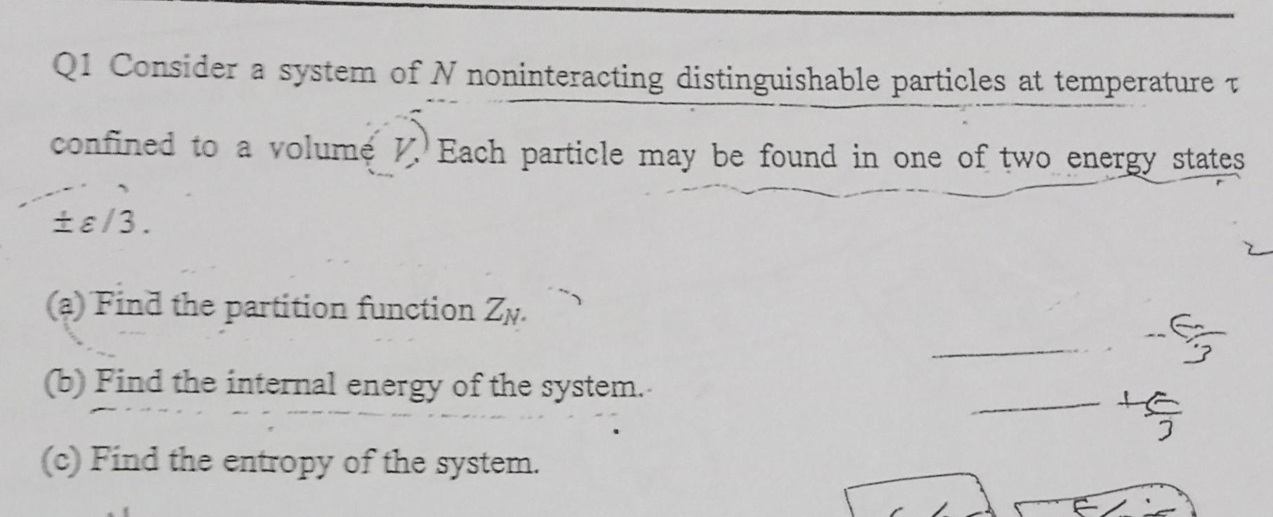 Solved Qi Consider a system of N noninteracting | Chegg.com