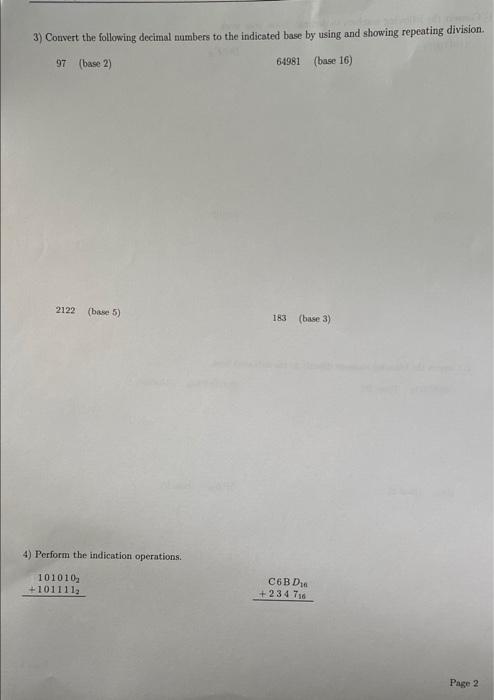 Solved 1) Convert the following numbers to decimal. Show | Chegg.com