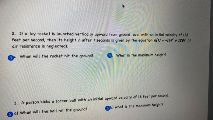 Solved 2. If a toy rocket is launched vertically upward from | Chegg.com