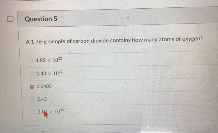 Solved A 1.76-g sample of carbon dioxide contains how many | Chegg.com