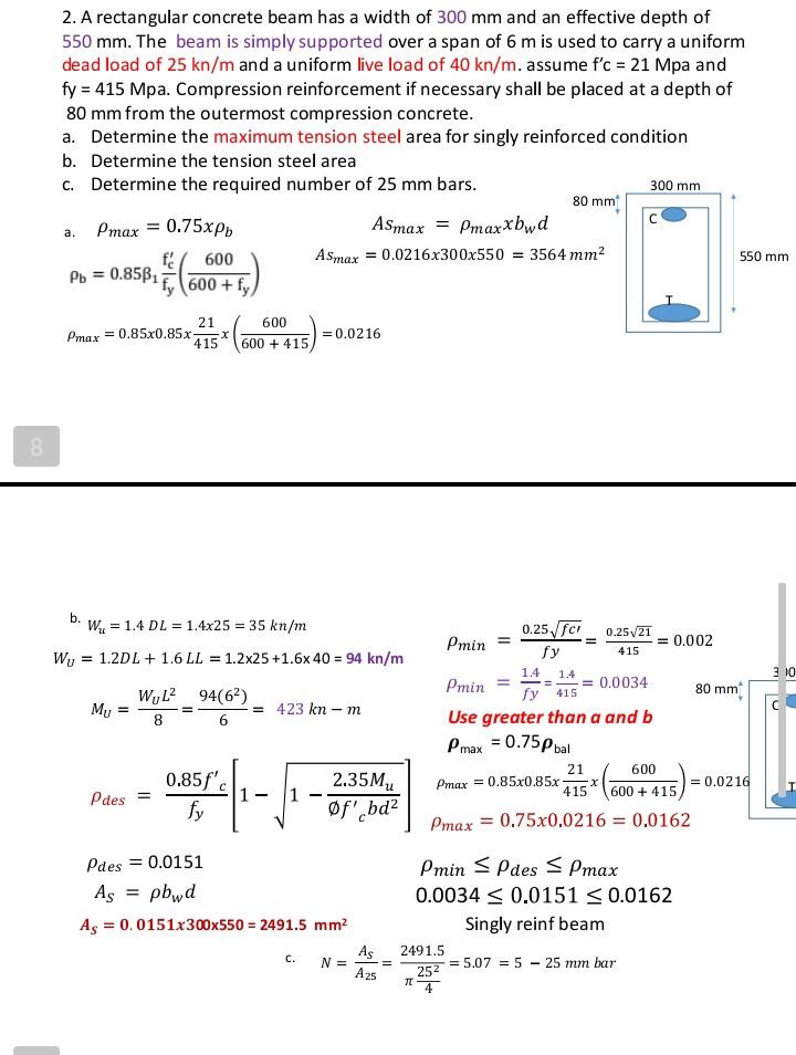 Solved Reinforcement Concrete Design solve the problem step | Chegg.com | Chegg.com