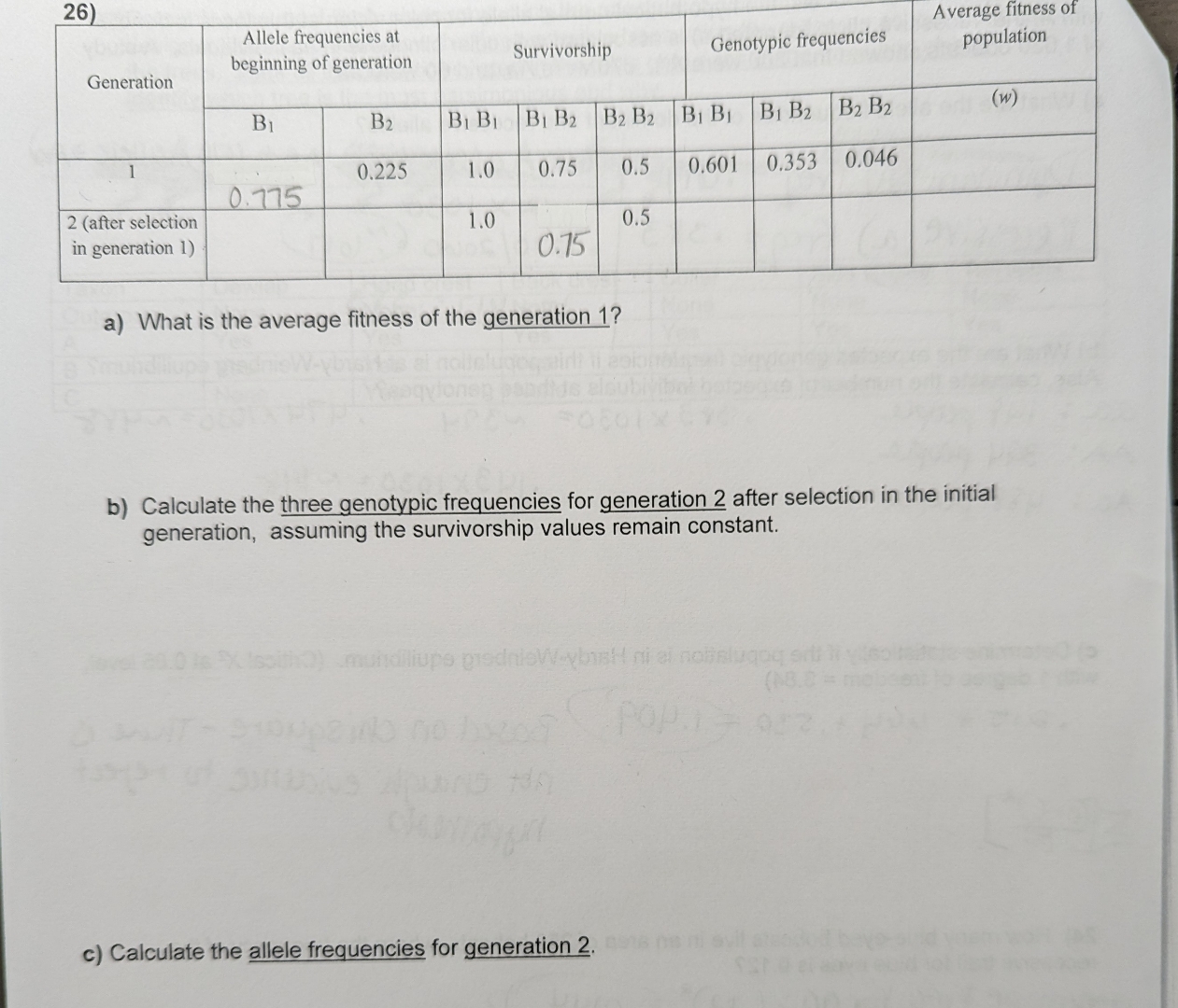 Solved \table[[Generation,\table[[Allele frequencies | Chegg.com