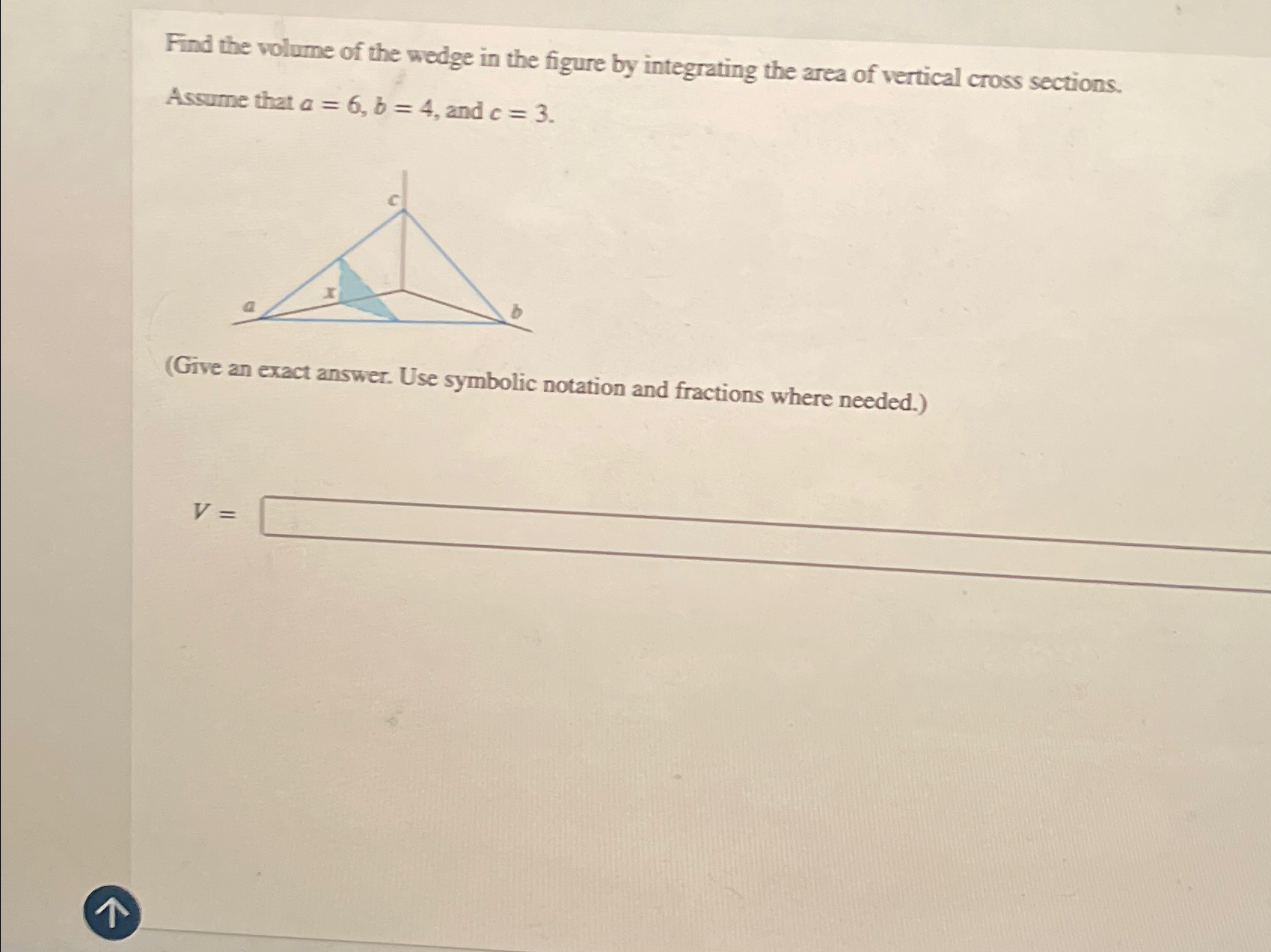 Solved Find the volume of the wedge in the figure by | Chegg.com