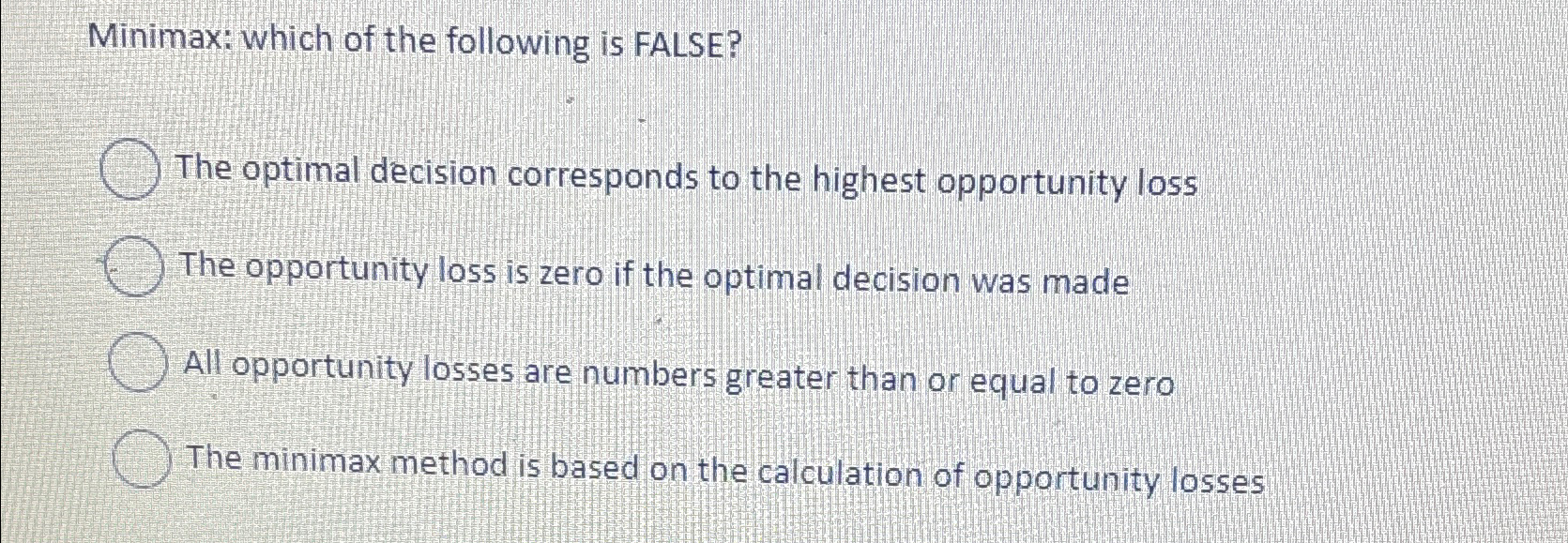 Solved Minimax: which of the following is FALSE?The optimal | Chegg.com