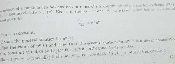 Solved motion of a particle can be described in terms of the | Chegg.com