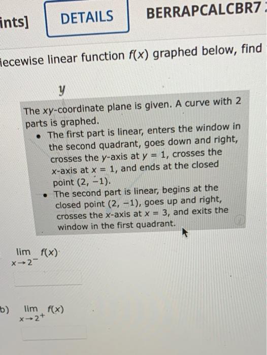Solved For the piecewise linear function f(x) graphed below, | Chegg.com