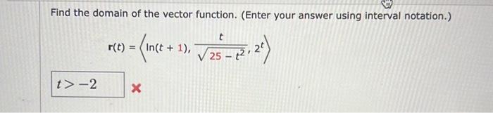 Solved Find the domain of the vector function. (Enter your | Chegg.com