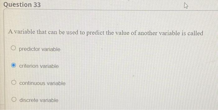Solved A variable that can be used to predict the value of | Chegg.com
