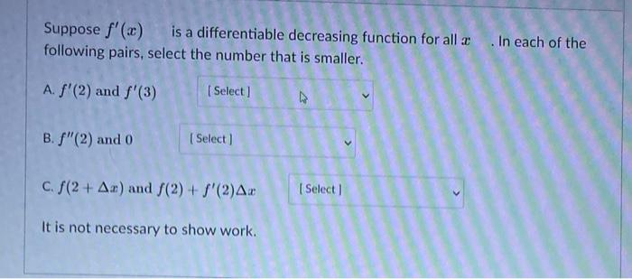 Solved Suppose f'(x) is a differentiable decreasing function | Chegg.com