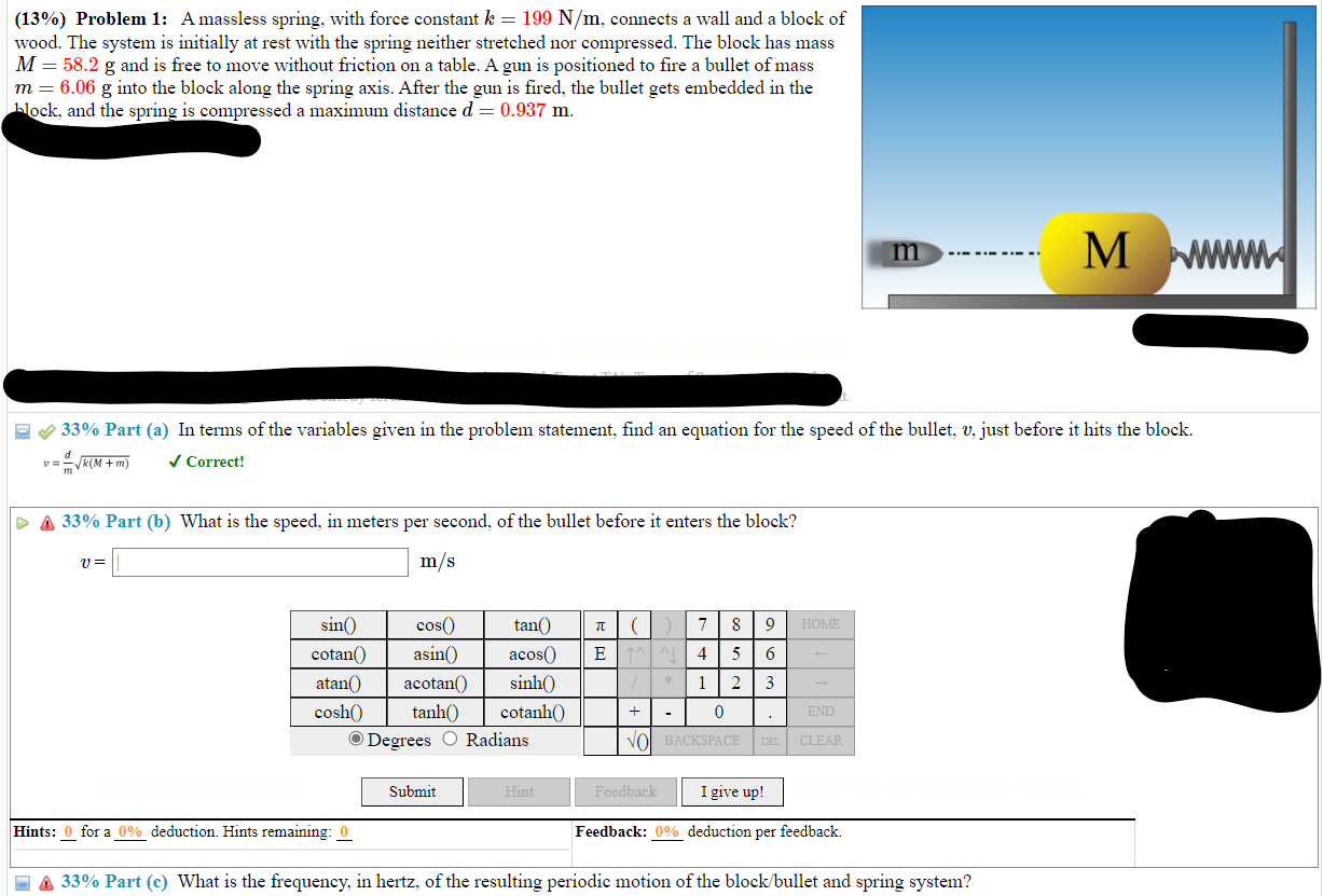 Solved (13%) ﻿Problem 1: A massless spring, with force | Chegg.com