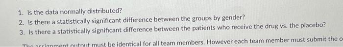 Solved 1. Is the data normally distributed? 2. Is there a | Chegg.com