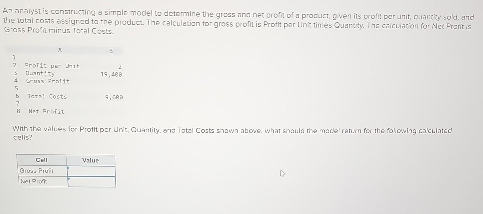 Solved An Analyst Is Constructing A Simple Model To