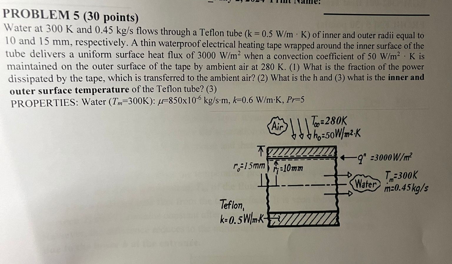 Solved PROBLEM 5 ( 30 ﻿points)Water at 300K ﻿and 0.45kgs | Chegg.com