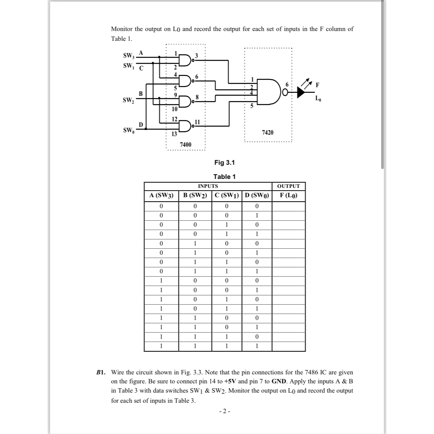 Solved Monitor the output on L0 ﻿and record the output for | Chegg.com