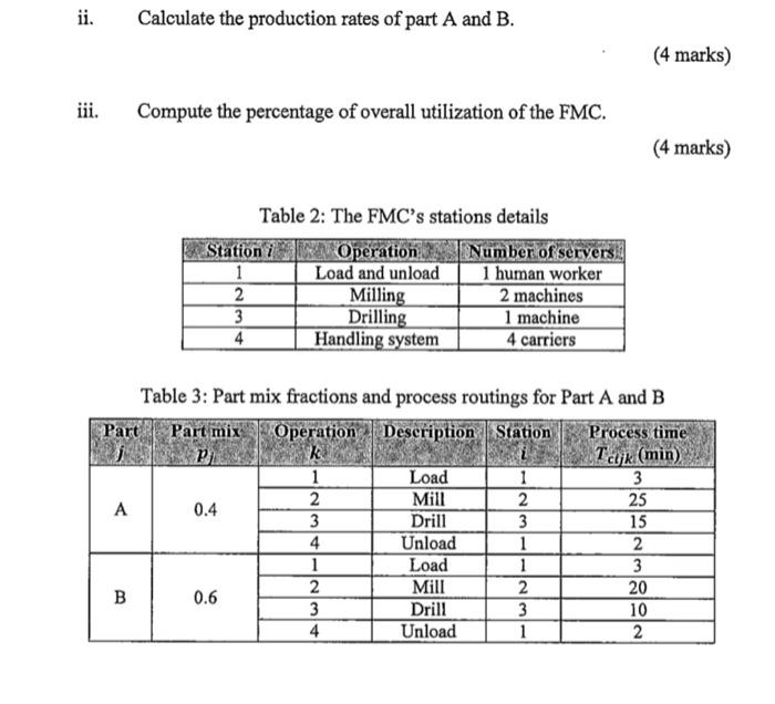 Solved (b) A flexible manufacturing cell (FMC) consists of | Chegg.com