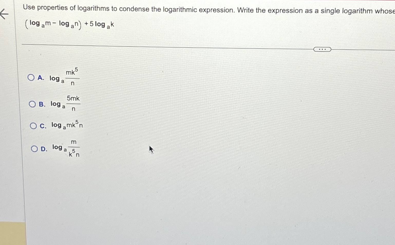 Solved Use Properties Of Logarithms To Condense The 