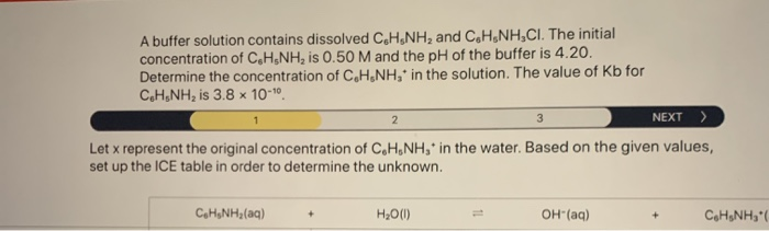 Solved A buffer solution contains dissolved C.H.NH, and | Chegg.com