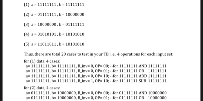 for an 8 bit ALU, what should be the output for the | Chegg.com