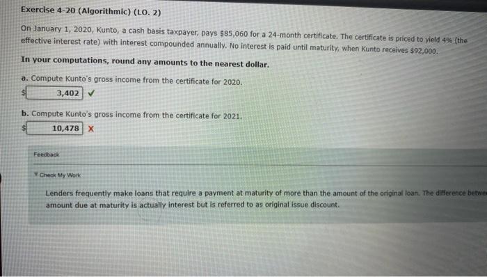 Solved Exercise 4-26 (Algorithmic) (LO.4) Determine the | Chegg.com
