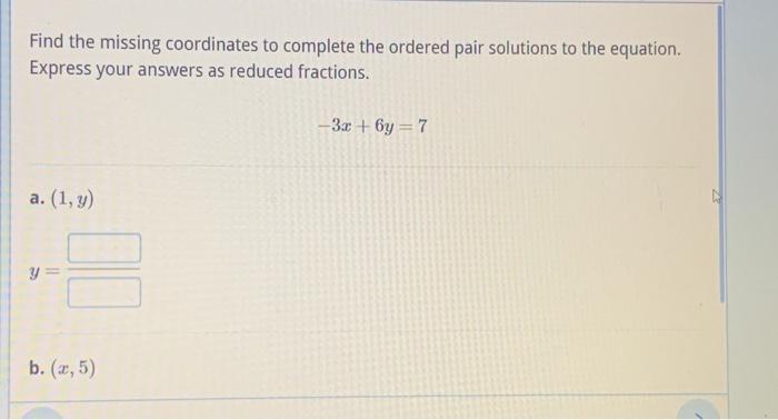 Solved Find the missing coordinates to complete the ordered | Chegg.com