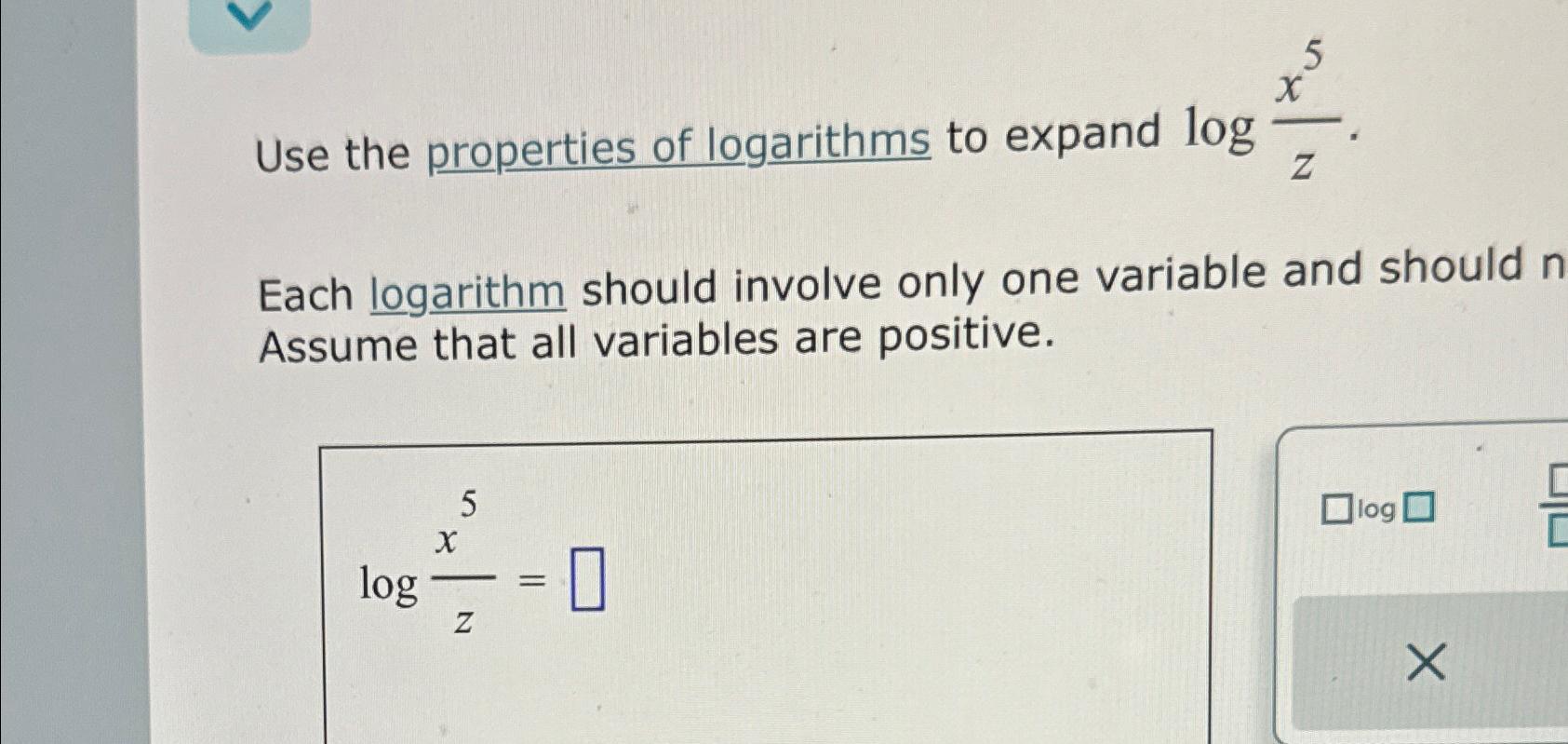 Solved Use the properties of logarithms to expand | Chegg.com