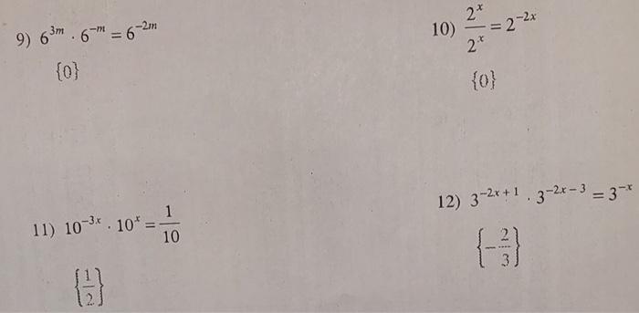 Solved exponential equations not requiring logarithms. final | Chegg.com