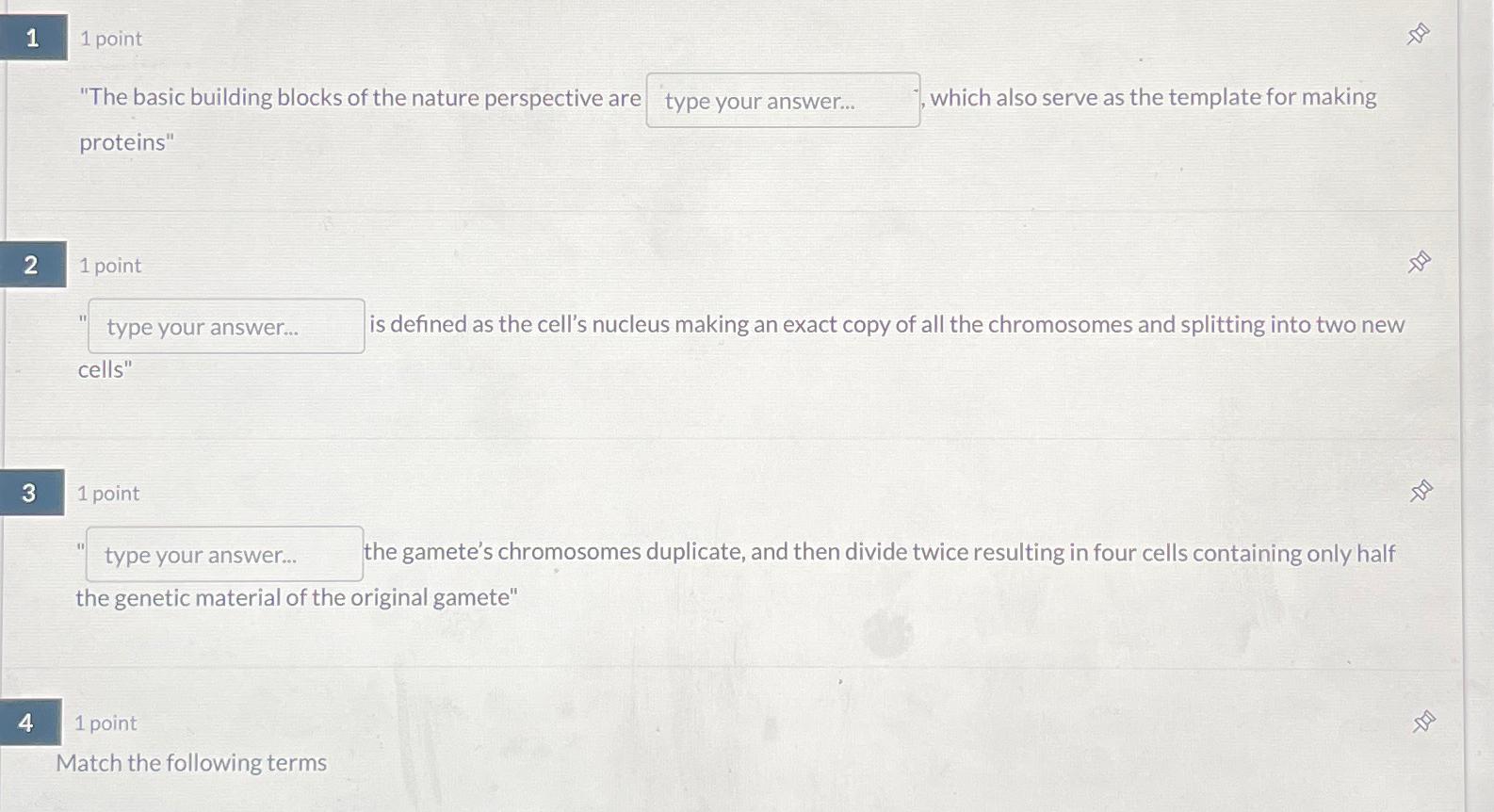 Solved 11 ﻿point"The basic building blocks of the nature | Chegg.com