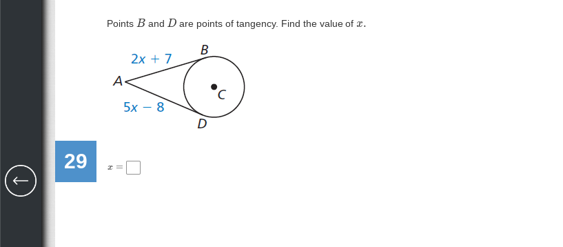 Solved Points B ﻿and D ﻿are points of tangency. Find the | Chegg.com