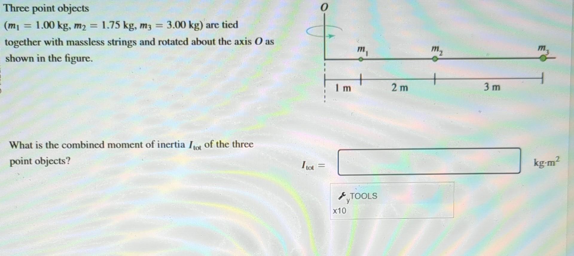 Solved Three point objects (m1=1.00 kg,m2=1.75 kg,m3=3.00 | Chegg.com