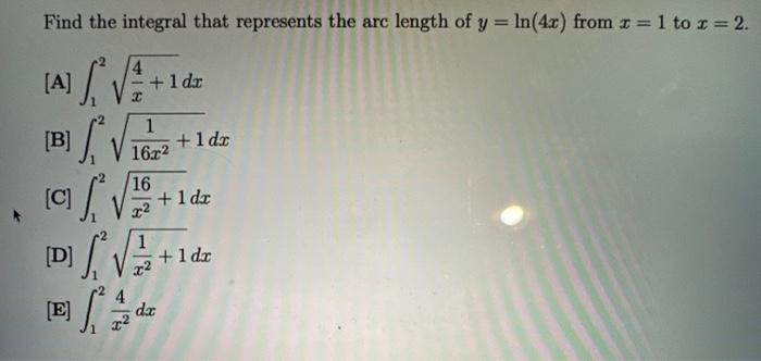 Solved Find the integral that represents the arc length of | Chegg.com