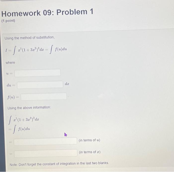 Solved Homework 09: Problem 1 (1 point) Using the method of | Chegg.com Solved Homework 09: Problem 1 (1 point) Using the method of | Chegg.com