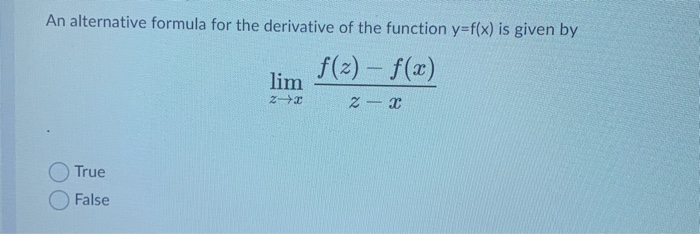 Solved An alternative formula for the derivative of the | Chegg.com