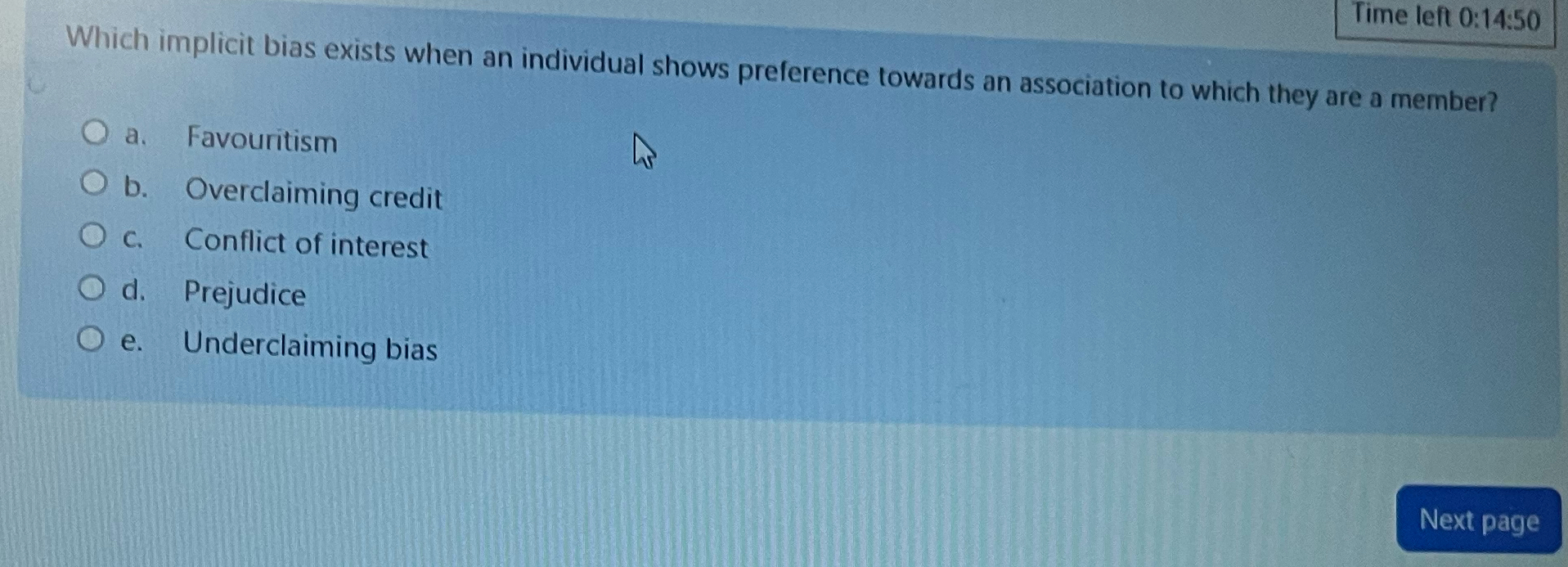 Solved Which implicit bias exists when an individual shows | Chegg.com