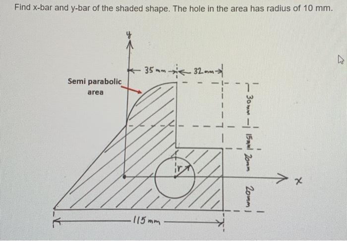 Solved Find x-bar and y-bar of the shaded shape. The hole in | Chegg.com