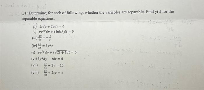 Solved Q1: Determine; for each of following, whether the | Chegg.com