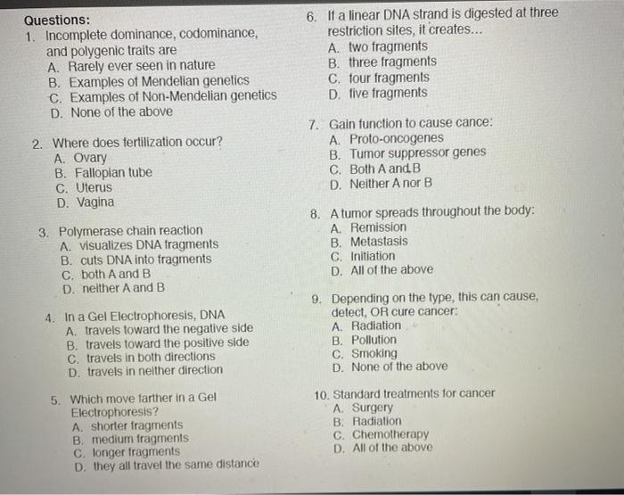 Solved Questions: 1. Incomplete dominance, codominance, and | Chegg.com