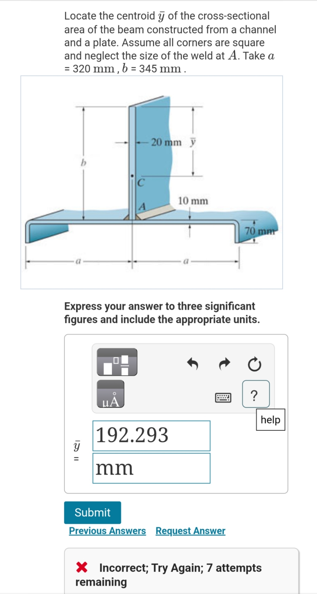 Solved Locate the centroid ?bar (y) ﻿of the cross-sectional | Chegg.com