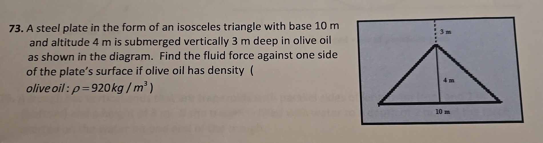 Solved A steel plate in the form of an isosceles triangle | Chegg.com