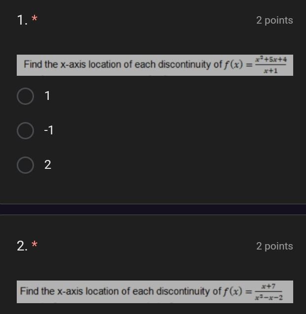 Solved Find the x-axis location of each discontinuity of | Chegg.com