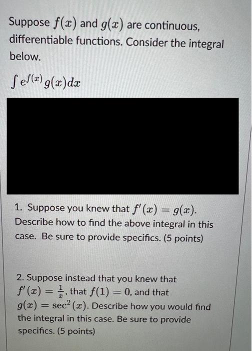 Solved Suppose f(x) and g(x) are continuous, differentiable | Chegg.com