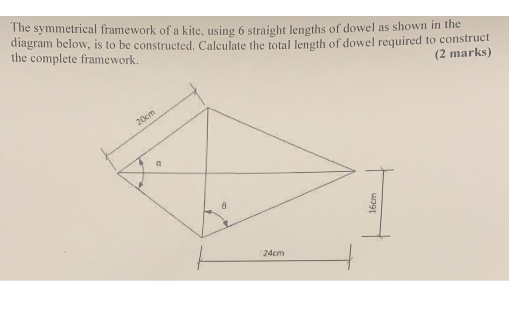 The symmetrical framework of a kite, using 6 | Chegg.com
