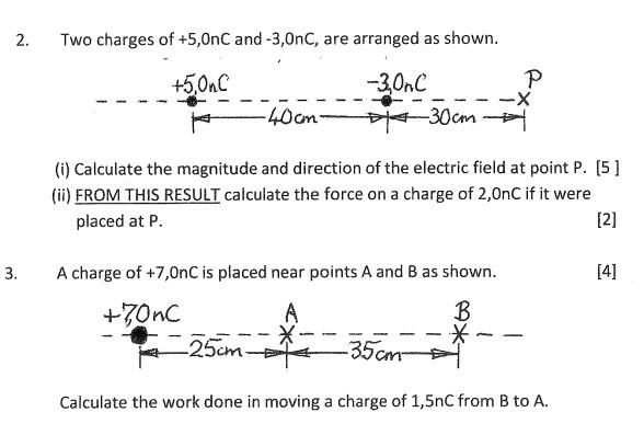 Solved Two charges of +5,0nC and −3,0nC, are arranged as | Chegg.com
